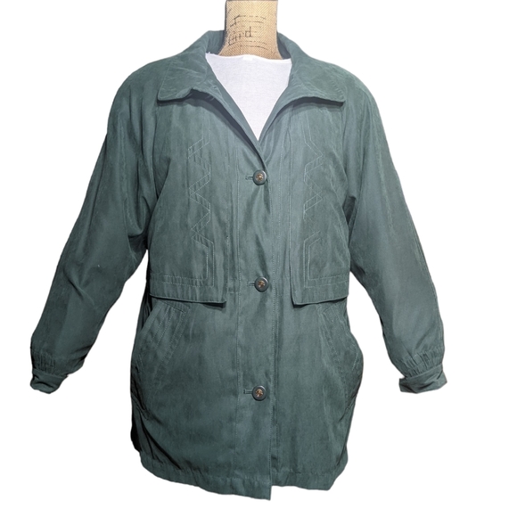 Ftiz Wright | Jackets & Coats | Vntg Trench Coat Green Oversized Sp ...